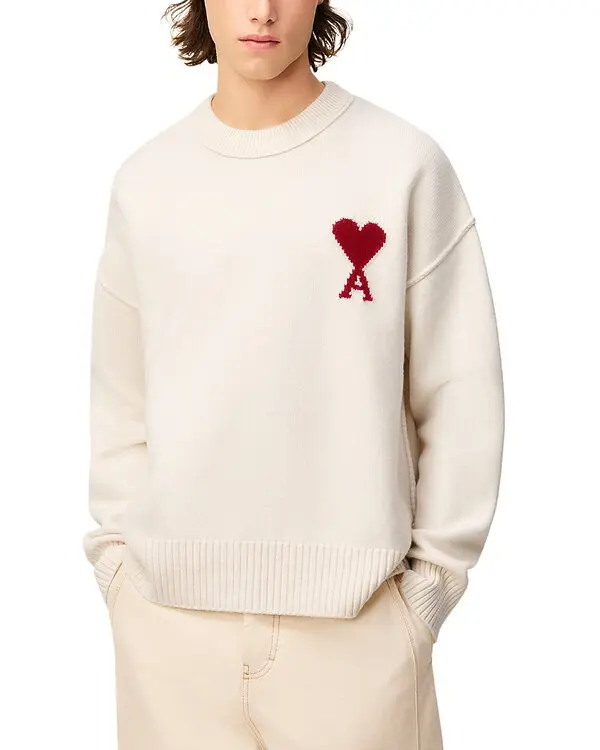 Ami Paris Adc Crewneck Sweater - Off White/Red | Editorialist